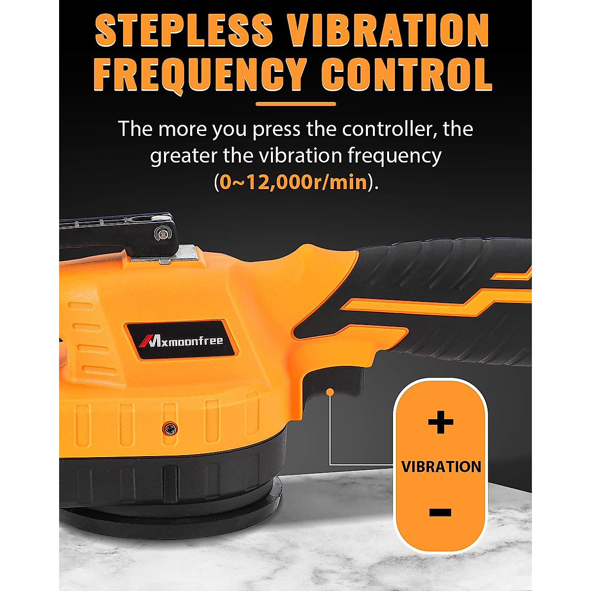 Mxmoonfree 12V Tile Vibration Machine ORANGE + Tile Vibrator No Suction Cup