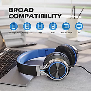 AILIHEN C8 Wired Headphones with Microphone and Volume Control Folding Lightweight Headset for Cellphones Tablets Chromebook Smartphones Laptop Computer PC Mp3/4