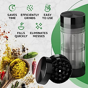 Healthy Habit Portable Herb Grinder, Multipurpose Herb Grinder Designed to Shred Herbs and Spices, Fashioned with Quick-Rolling System and 6 Storage Chambers, Compact, Odorless and Easy to Clean