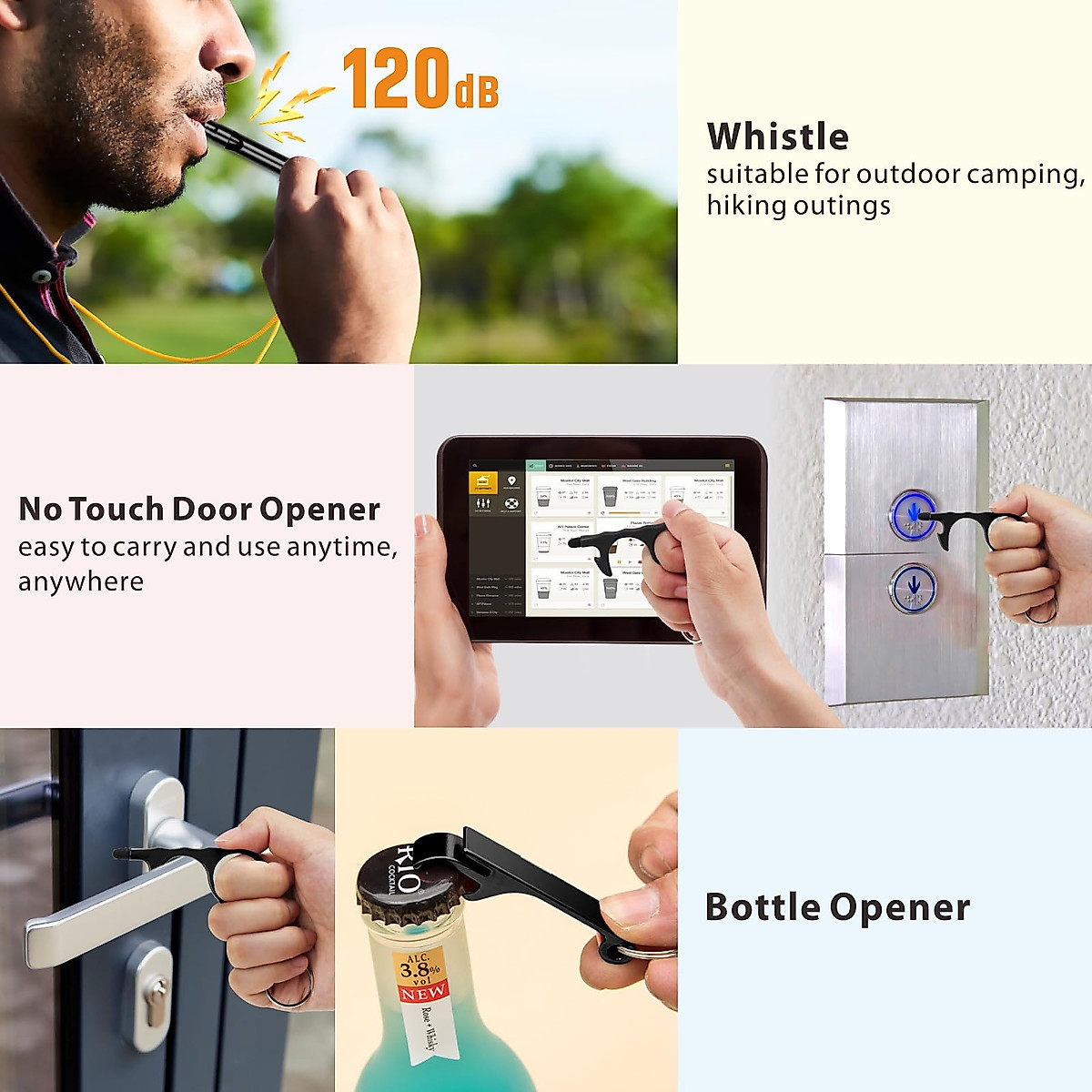 Keychain Set for Girls with Personal Alarm, Funseeya Keychain Accessories with Personal Sound Siren, Cute Pom Pom, Locking Carabiner Clip and Whistle