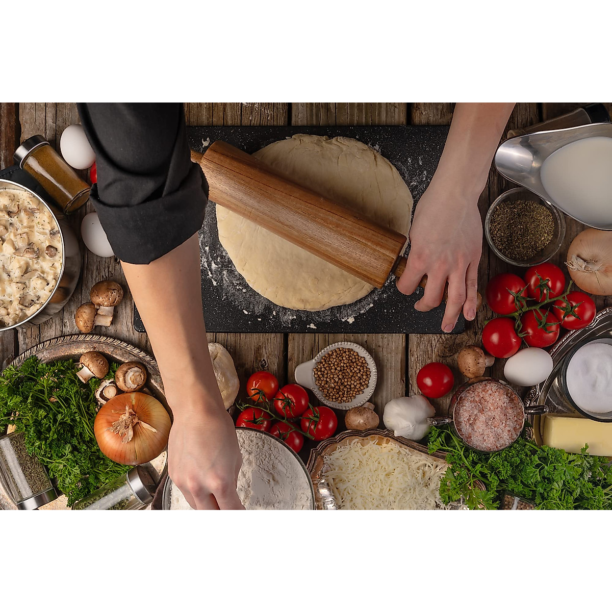 Ironwood Gourmet Acacia Wood Rolling Pin, Brown Medium