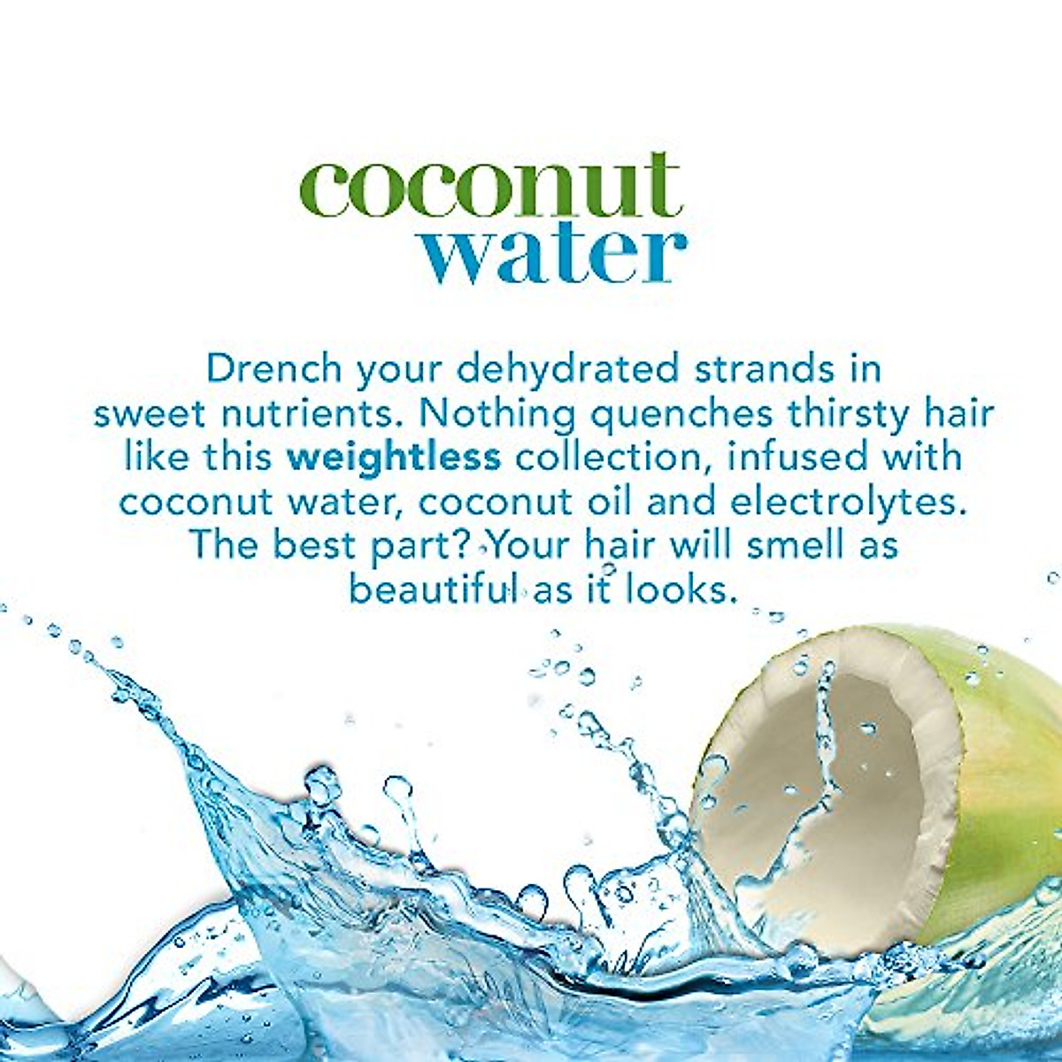 OGX Weightless Hydration + Coconut Water Conditioner, 13 Ounce Bottle Sulfate-Free Surfactants