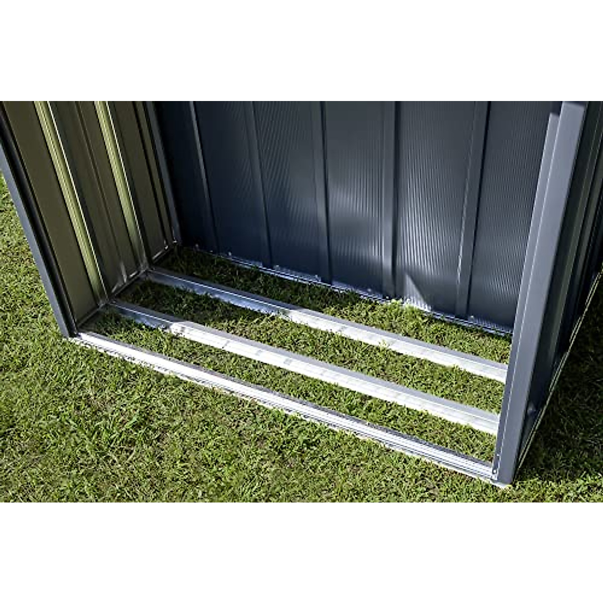 Arrow Sheds 10' x 5' Galvanized Steel 3-in-1 Pad-Lockable Outdoor Utility Storage Shed, Anthracite