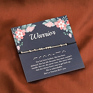 Lywjyb Birdgot Inspirational Morse Code Bracelets for Women Strength Motivational Warrior Gift (code Warrior br)