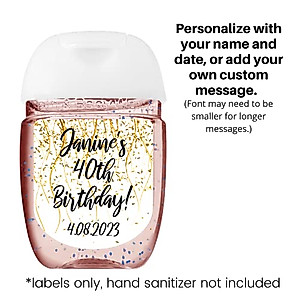 Sheet of 30 Custom Hand Sanitizer Labels | Party Favor Stickers (Gold Confetti)