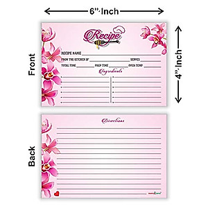 PARTH IMPEX Recipe Cards - (Pack of 50) 4x6 Double Sided, Floral Cards for Family Recipes, Wedding Shower, Bridal Shower, Baby Shower, Housewarming Gifts