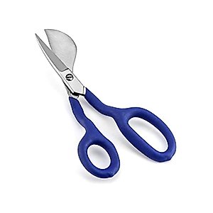 QWORK Duckbill Shears, 7 in Duckbill Applique Scissors, for Carpet Pile, Carpet Punch - Blue