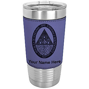 LaserGram 20oz Vacuum Insulated Tumbler Mug, Flag of Honduras, Personalized Engraving Included (Faux Leather, Dark Purple)