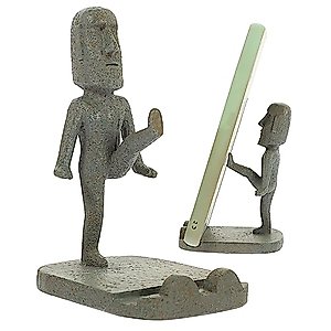 HOOTNEE Mobile Phone Holder Garden Easter Island Sculpture Desk Cell Phone Holder Phone Stand for Desk Charger Stand Office Phone Holder for Desk Resin Intelligent Charging Station