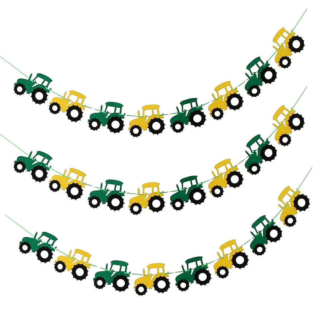 3pcs Tractor Banner Felt Bunting Banner Garland Sign Baby Shower Boy Birthday Party Indoor Outdoor Decor