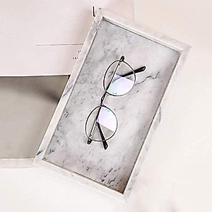 StonePlus Natural Marble Elegant Jewelry Tray Stone Organizer for Dressroom/Bathroom/Coffeeshop (Cloud Grey, 9.84Lx5.91Wx1.18H)