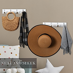 Wesiti 2 Pack Wall Mounted Coat Rack, Aluminum Coat Hook, Floating Folding Wall Hooks with 4 Retractable Hooks Space Saving Wall Hook Rail Hangers for Entryway Bathroom Livingroom Bedroom Hat, White