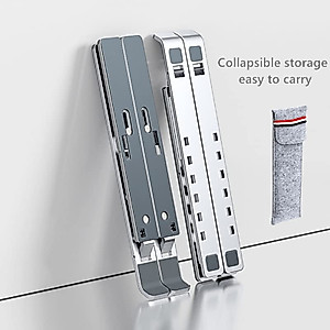 6-Levels Adjustable Laptop Stand, Gogobuddy Upgraded Full Silicone Non-Slip Laptop Stand for Desk Ergonomic Portable Notebook Holder Riser, Compatible with 10-17 inch Laptops and Tablets (Silver)