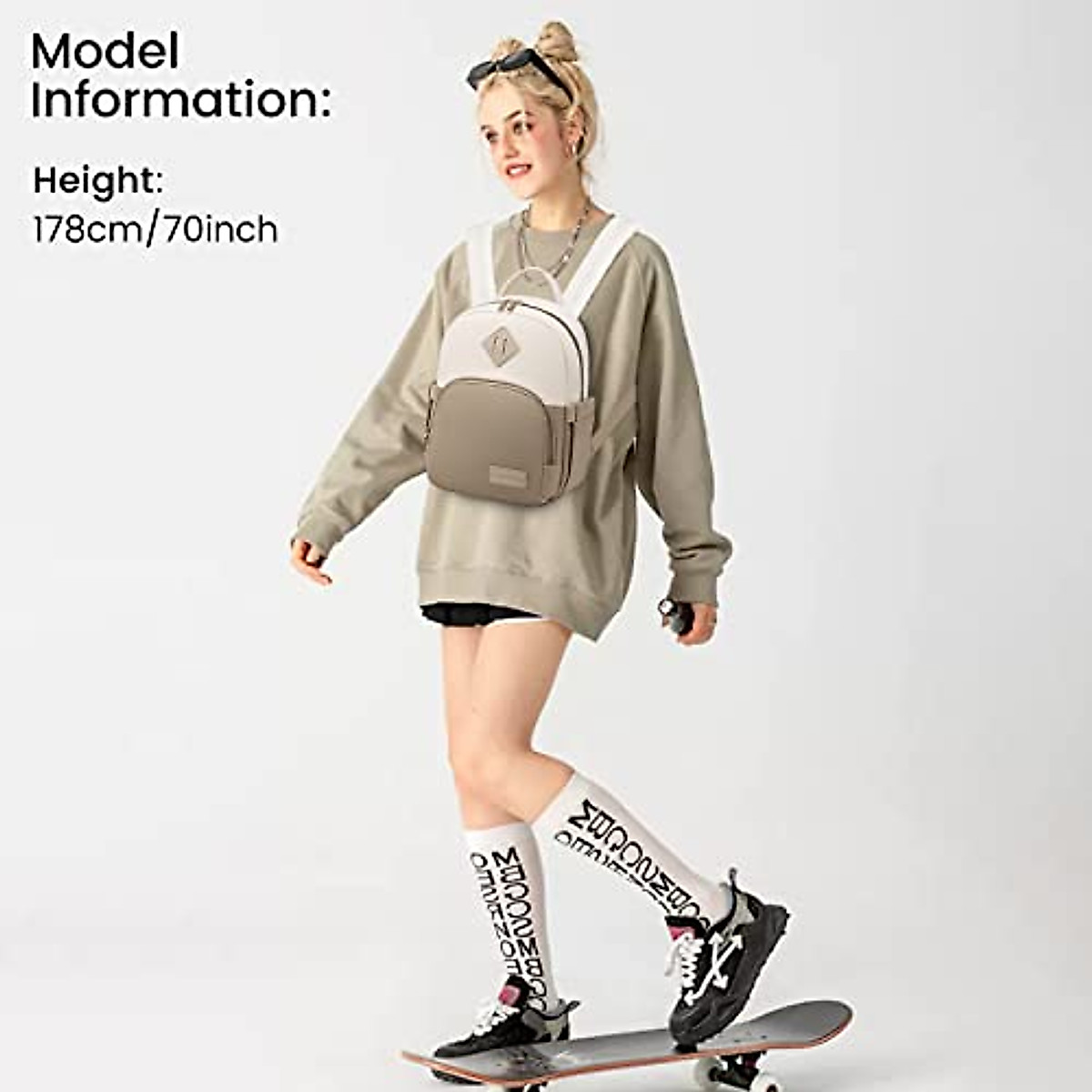 LOVEVOOK Mini Backpack Purse for Women, Small Fashion Backpack, Lightweight Cute Daypack for Travel Dating Khaki-Cream