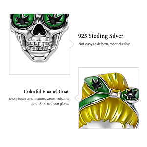 GNOCE Skull Charms for Bracelet 925 Sterling Silver Halloween Charms for Women Wife Christmas Gift