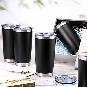 Sieral 36 Packs 20 oz Stainless Steel Tumbler Bulk with Lid Vacuum Double Wall Insulated Travel Coffee Mug Powder Coated Insulated Tumbler Cup for Christmas Wedding Birthday Party Favor Gifts (Black)