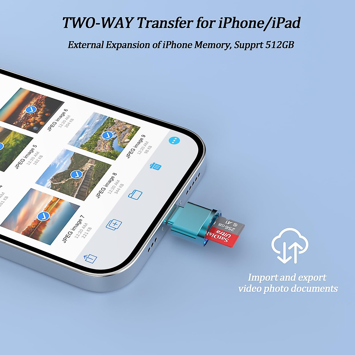 DESOFICON Micro SD Card Reader for iPhone,Lightning to Micro SD/TF Adapter,[Apple MFi Certified] Memory Card Reader for iPhone & iPad,Supports iOS 13 & exFAT/FAT32,for iPhone, Blue (JY-FBA-00019)