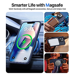 Maozis Strong Magnetic for iPhone 13 Pro Max Case [Compatible with Magsafe][Military Grade Drop Protection] Protective Shockproof Translucent Matte Slim Phone Case for iPhone 13 Pro Max, Navy Blue