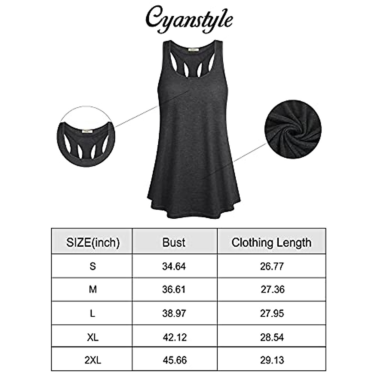Cyanstyle Round Neck Workout Tank Tops for Women Casual Sleeveless Shirts Loose Fit Navy Blue Small