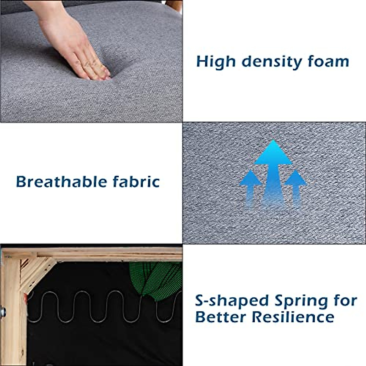 VINGLI Grey Accent Chairs Set of 2, Retro Mid Century Lounge Chairs for Living Room, Sturdy Upholstered Solid Wood Boho Farmhouse Armchairs for Bedroom/Reception