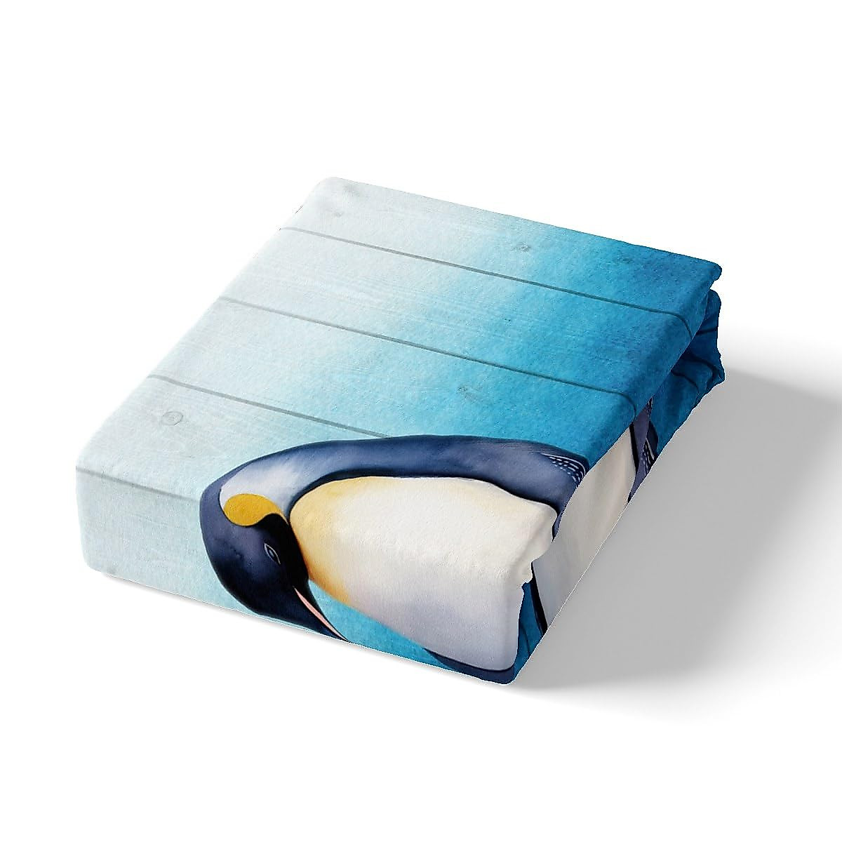 Couple Penguin Bedding Set Twin Size Antarctic Animals Bed Set for Girls Teens Bedroom Decor Kids Penguin Fitted Sheet Soft Microfiber Blue and White Bed Cover(1 Fitted Sheet+1 Pillow Case)