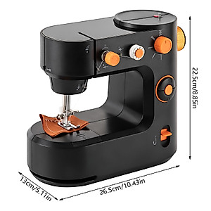 Mini Sewing Machine for Beginners Dual Speed Portable Sewing Machine with Extension Table, Light, Pedal Household Travel Adults Kids (Black)