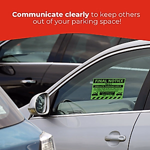 100 MESS Parking Violation Stickers Hard to Remove - No Parking Stickers - Bad Parking Stickers - Super Sticky Warning Stickers for Towing Parked Cars 8x5 in (Green Final Notice, 100)