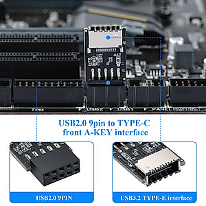 MZHOU USB 2.0 Front Panel Header USB 9pin to USB 2.0 Type-E Internal Adapter