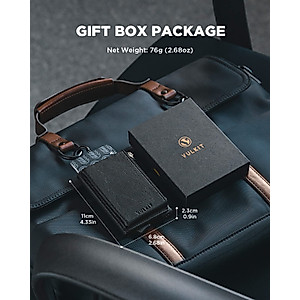 VULKIT Credit Card Holder with Leather Zipper Pocket Pop up wallet RFID Blocking Slim Metal Card Case for Men or Women(Black)