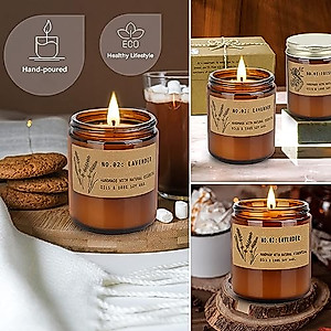 Candles for Home Scented, 4 Pack 28 Oz Candles Gifts for Women, Large Soy Scented Candles, Lavender Fresh Rose Long Lasting Aromatherapy Amber Candle Set for Women Men Birthday Thanksgiving Christmas