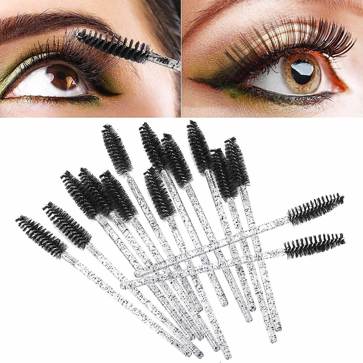 200 Mascara Wands Disposable Eyelash Brush Spoolies，Eye Lashes Eyebrow Extension Applicator Pink Black Tbestmax