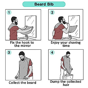 Beard Bib Beard Apron, Beard Catcher Stocking Stuffers Shaving and Trimming, Non-Stick Grooming Cloth with 2 Suction Cups, Best Christmas Gifts for Men