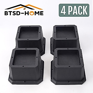 BTSD-home Furniture Risers 2 Inch Bed Risers Heavy Duty Adjustable Dorm Bed Lifts Risers Table Desk Chair Leg Extenders 4 Pack Black