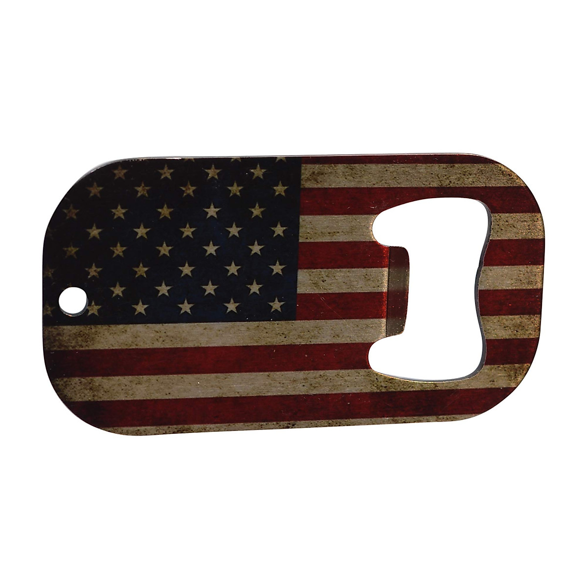 USA Flag Bottle Opener Heavy Duty Stainless Steel Rustic Tattered American United States