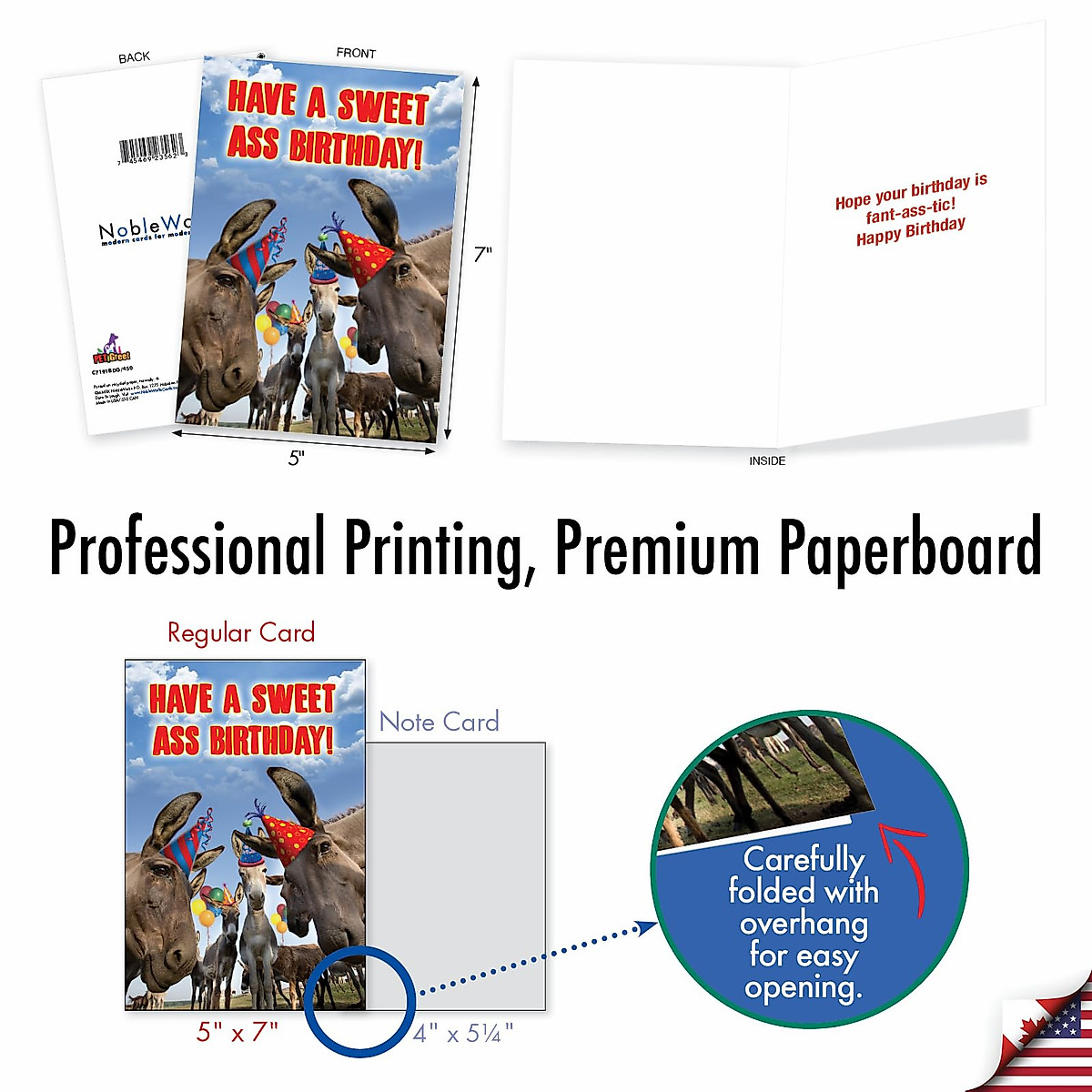 NobleWorks - 1 Happy Birthday Card with Funny Animals - Wildlife and Pet Humor, Fun Birthday Celebration Notecard - Sweet A-s C7191BDG