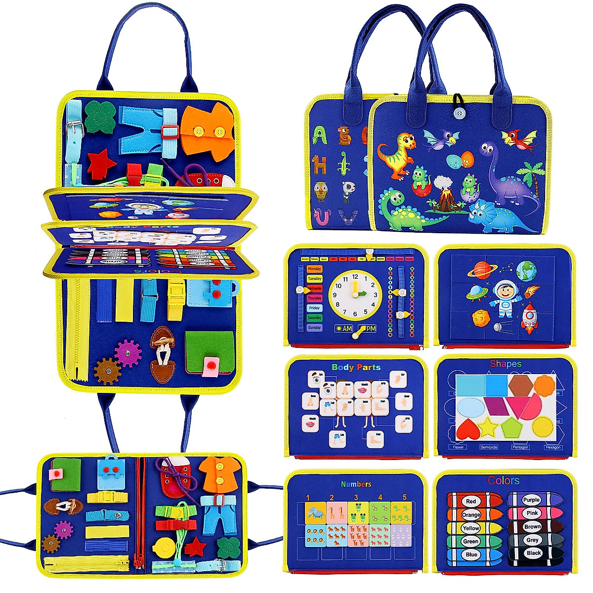 LANNEY Toddler Busy Board Montessori Toys for 1 2 3 4 Year Old, Busy Book for Toddlers Sensory Board Educational Activities Learning Fine Motor Skills, Travel Toys Boys and Girls Gifts