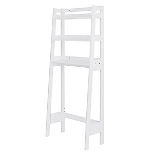 HomGarden Over The Toilet Organizer, 3-Shelf MDF Bathroom Space Saver Storage for Living Room Restroom Laundry, White