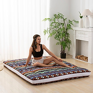 Dr.Futon Japanese Floor Futon Mattress Extra Thick Folding Roll Up Bed Topper Mat for Guest,Lounger and Tavel