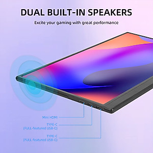 Prechen Portable Monitor 15.6 Inch FHD 1080P USB-C Portable Laptop Monitor HDMI Gaming Monitor OTG & Dual Speakers, External Computer Display for PC MAC Phone Xbox PS4 Switch