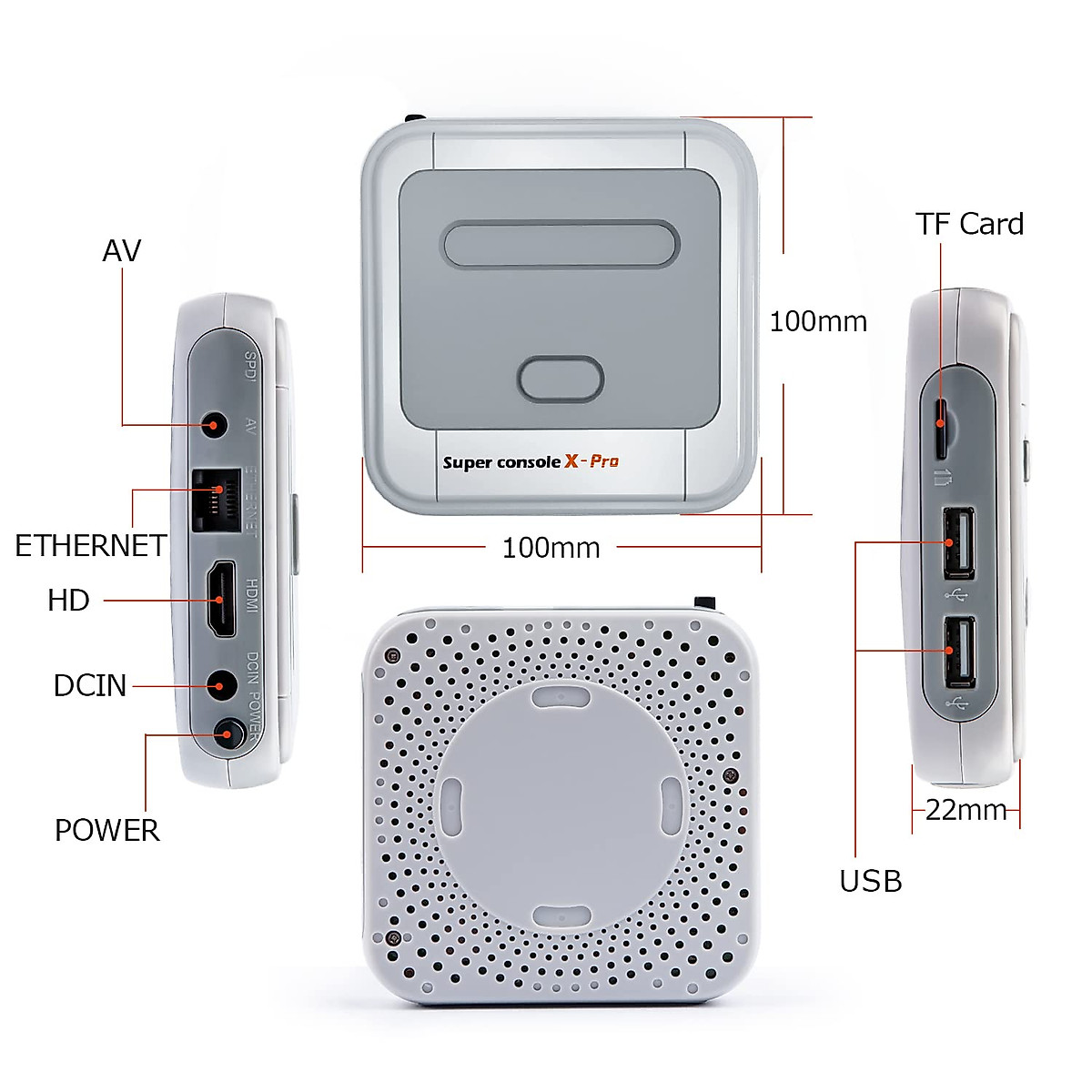 Kinhank Retro Game Console,Super Console X PRO Emulator Console with 90000+ Video Games,Video Game Console with 60+ Emulator,Dual System,Game Consoles for 4K TV,5 Players,LAN/WiFi,Best Gifts for Men