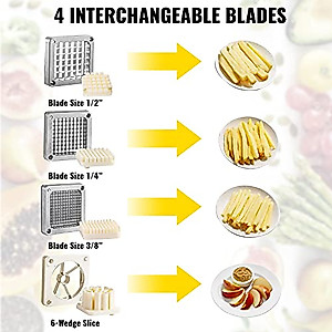 VEVOR Commercial Chopper w/ 4 Replacement Blades Commercial Vegetable Chopper Stainless Steel French Fry Cutter Potato Dicer & Slicer Commercial Vegetable Fruit Chopper for Restaurants & Home Kitchen