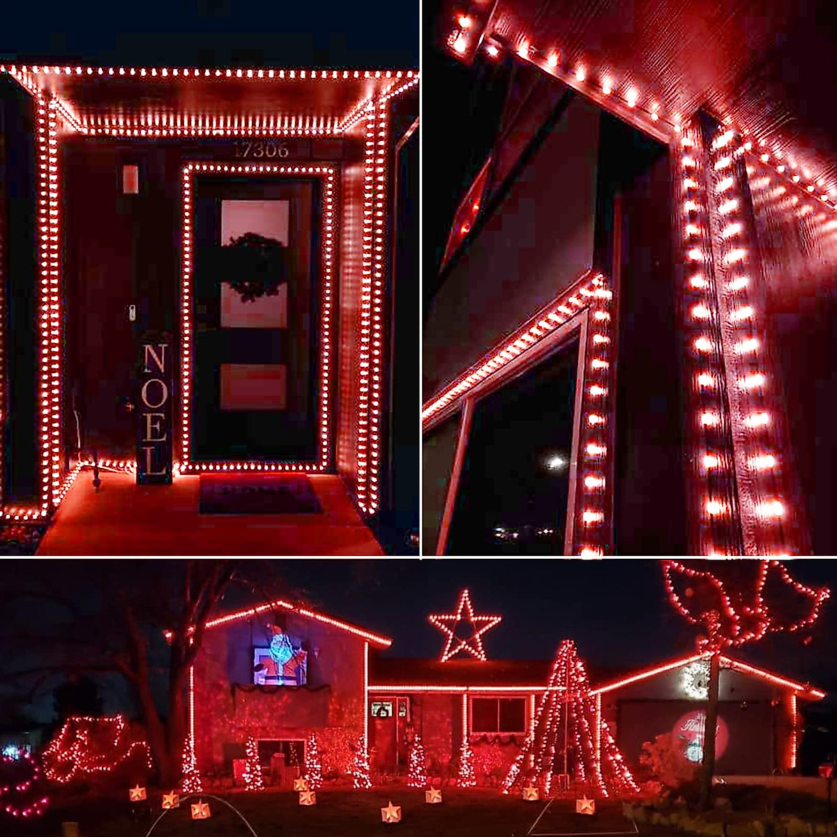 Joomer Red Christmas Lights, 66ft 200 LED String Lights 8 Modes Plugin Timer Indoor Outdoor Fairy Twinkle Lights for Home,Garden,Trees, Christmas Decorations