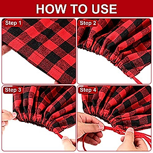 2 Pieces Christmas Sack Buffalo Plaid Drawstring Storage Bags Exlarge 39.37 x 25.9 Inch Xmas Storing Sacks Bags for Party Favors Supplies (Black and Red Plaid)