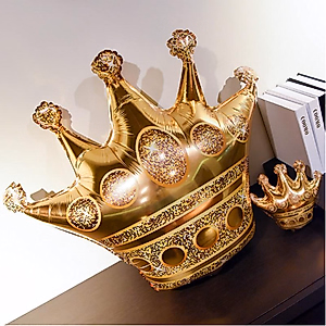 NC 6Pcs Gold Crown Foil Balloons Party Decorations.Birthday Party&Wedding &Bridal Shower Supplies