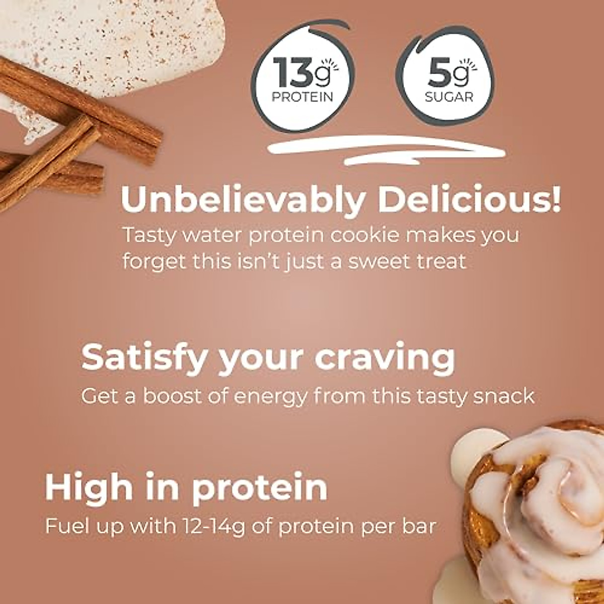 Power Crunch Protein Wafer Bars, High Protein Snacks with Delicious Taste, Cinnamon Roll, 1.4 Ounce (12 Count)