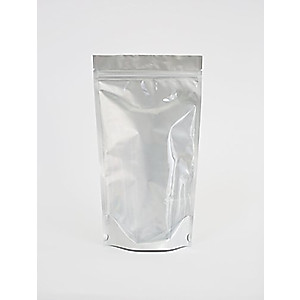 Silver/Clear Mylar Stand Up Bags Pouches with Zipper 6.5 X 11.5 X 3.5 inches (16 Oz) 100 pcs