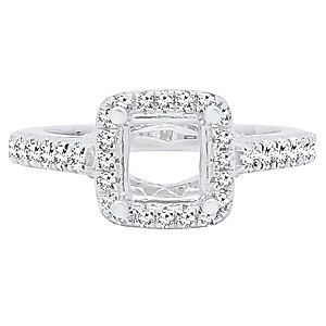 Dazzlingrock Collection 0.85 Carat (ctw) Round Diamond Bridal Semi Mount Engagement Ring, Can be Fit Princess 1.50 cts. (6.5 mm) Center Stone, 14K White Gold, Size 7