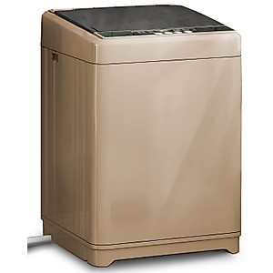 TABU Full-Automatic Washing Machine, 17.6lbs Portable Washing Machine with Dryer, 1.7 Cu Ft 2 in 1 Portable Washer with Drain Pump, 10 Wash Programs, LED Display, 8 Water Levels (Brown)