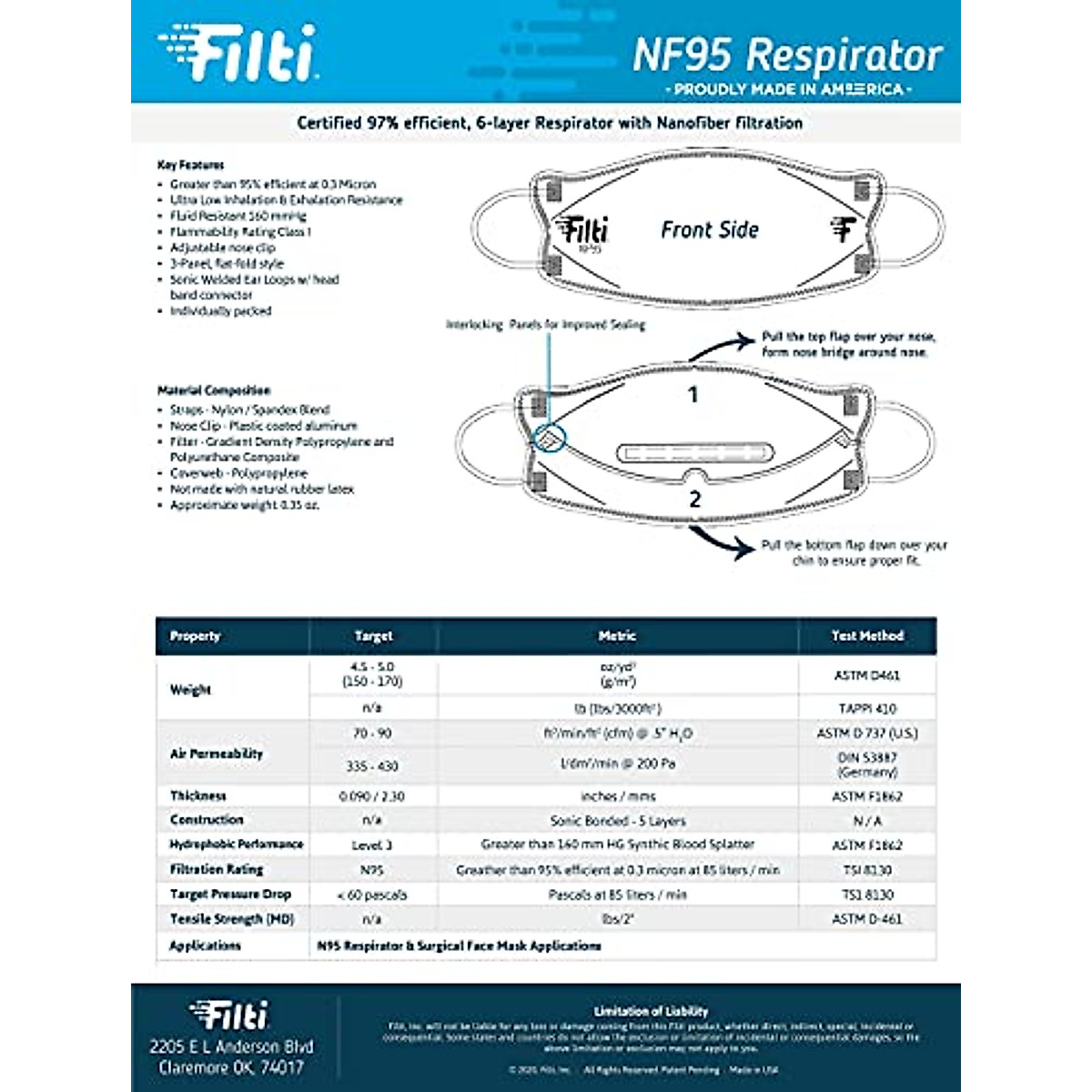 FILTI 10 Pack Disposable Respirator, MERV 16 Nanofiber Technology 6-Layer Filter Protection - Comfortable, Breathable|MADE IN USA - White