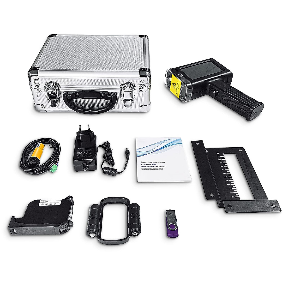 UPRINTJET Handheld Inkjet Printer BT-HH6105B2 with Photoelectric Sensor Inkjet Coder Quick-Drying Ink for Barcode QRcode Batch Number Logo Date Label Marker Handheld Printer for Almost Any Surface